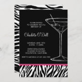 Zebra Print Martini Birthday Invitation | Zazzle