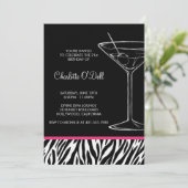 Zebra Print Martini Birthday Invitation | Zazzle