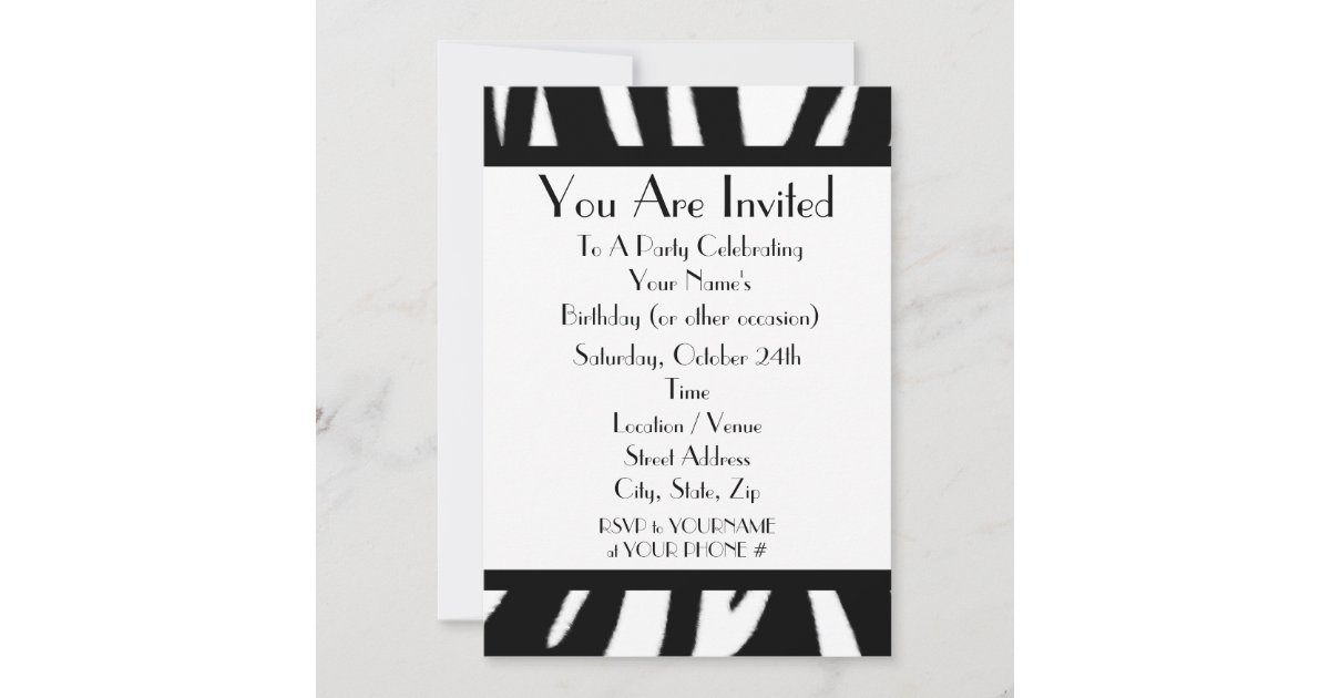 Zebra Print Party Invitation | Zazzle