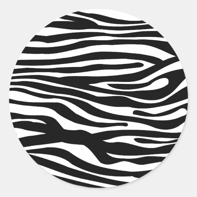 Zebra Print Pattern - Black and White Classic Round Sticker | Zazzle