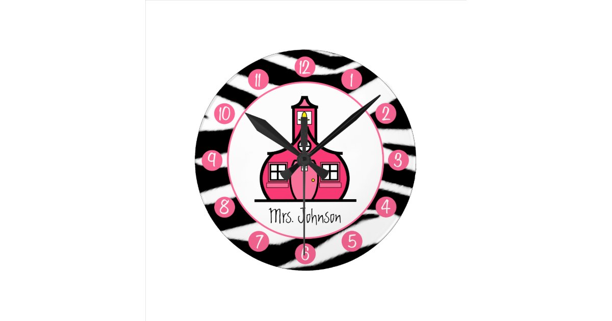 Zebra Print Personalized Clock For Teachers | Zazzle.com