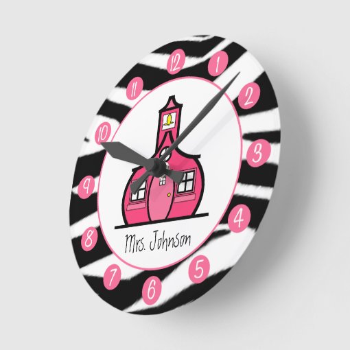 Zebra Print Personalized Clock For Teachers | Zazzle