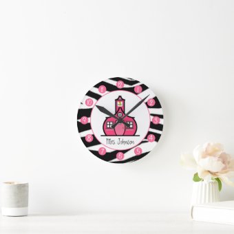 Zebra Print Personalized Clock For Teachers | Zazzle