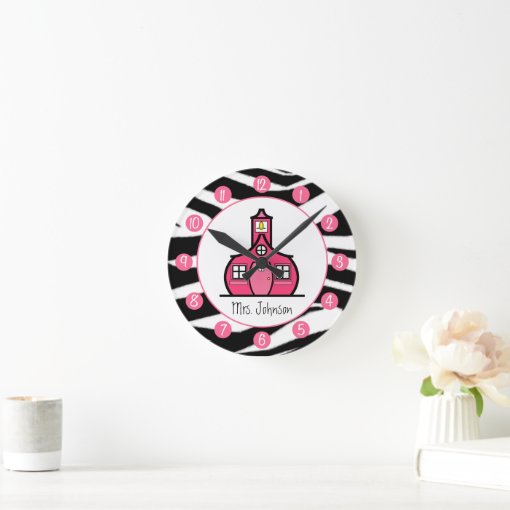 Zebra Print Personalized Clock For Teachers | Zazzle