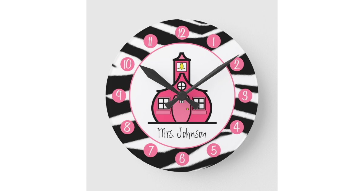 Zebra Print Personalized Clock For Teachers | Zazzle