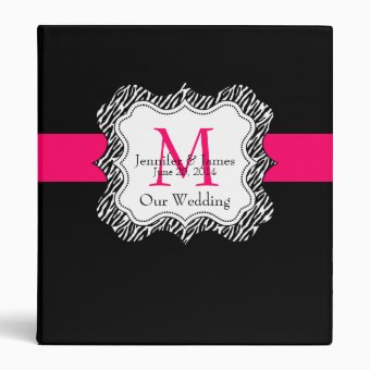Zebra Print Pink Black Wedding Planner Binders | Zazzle