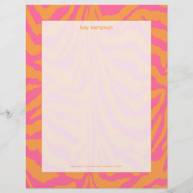 Zebra print, retro colors letterhead | Zazzle