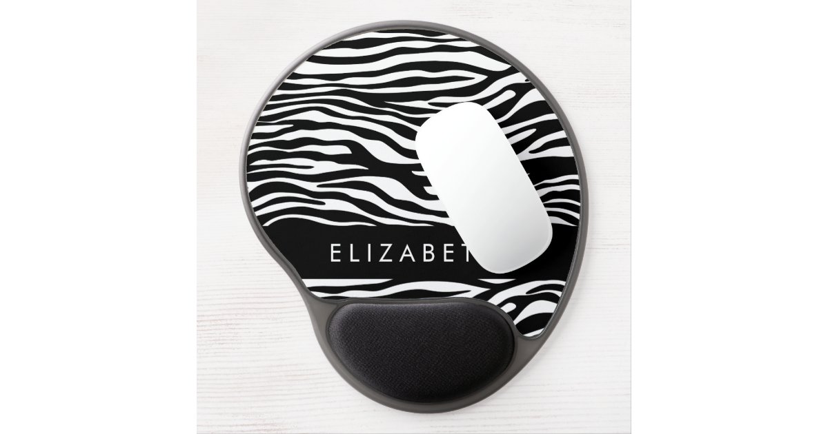 Zebra Print, Stripes, Black And White, Your Name Gel Mouse Pad | Zazzle