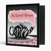 Zebra Print Teapot - Pink & Black Recipe Binder | Zazzle