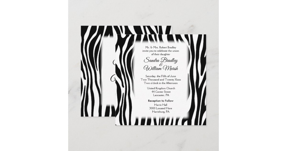 Zebra Print Wedding Invitation | Zazzle