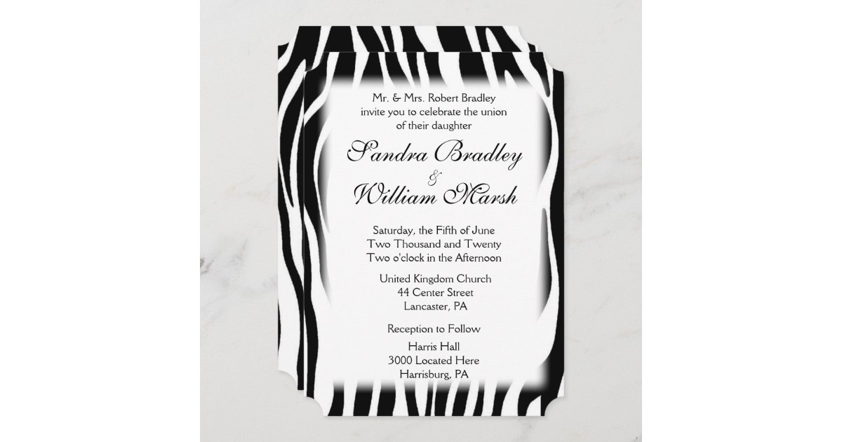 Zebra Print Wedding Invitation | Zazzle