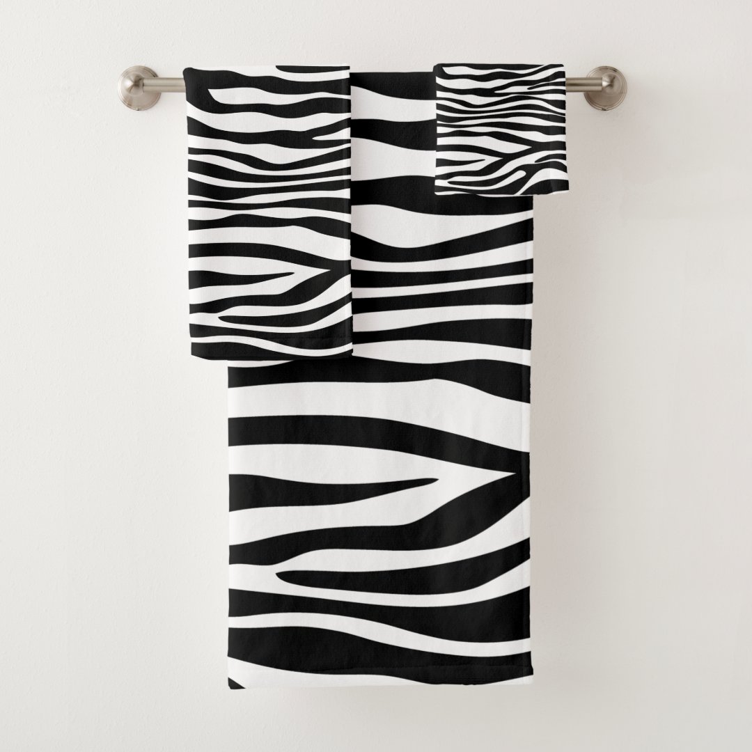 Zebra Print, Zebra Stripes, Black And White Bath Towel Set | Zazzle