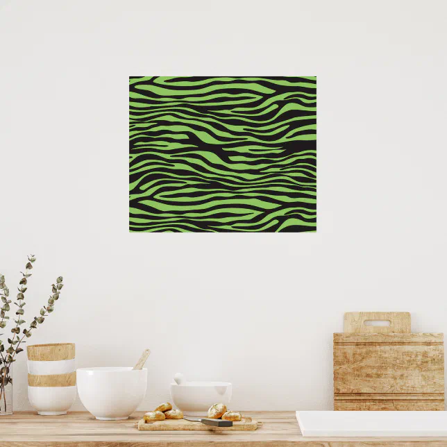 Zebra Print, Zebra Stripes, Green Zebra Poster | Zazzle