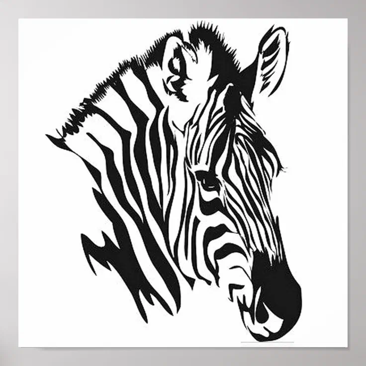 Zebra profile Poster | Zazzle