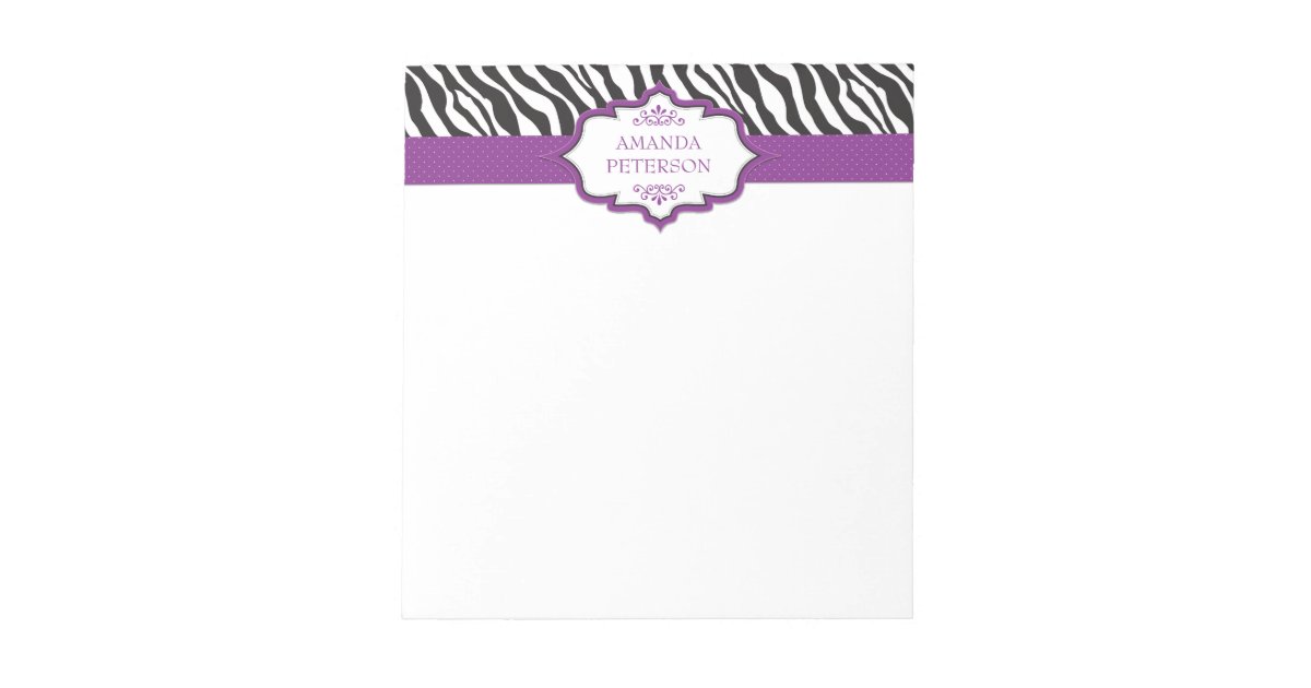 Zebra Purple Ribbon Notepad | Zazzle