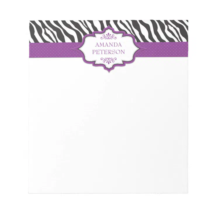 Zebra Purple Ribbon Notepad | Zazzle