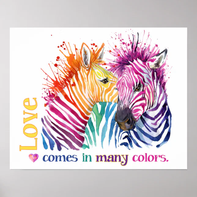 Zebra Rainbow Poster | Zazzle