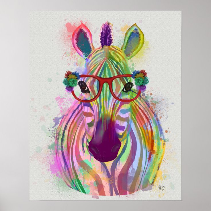 Zebra Rainbow Splash Poster | Zazzle