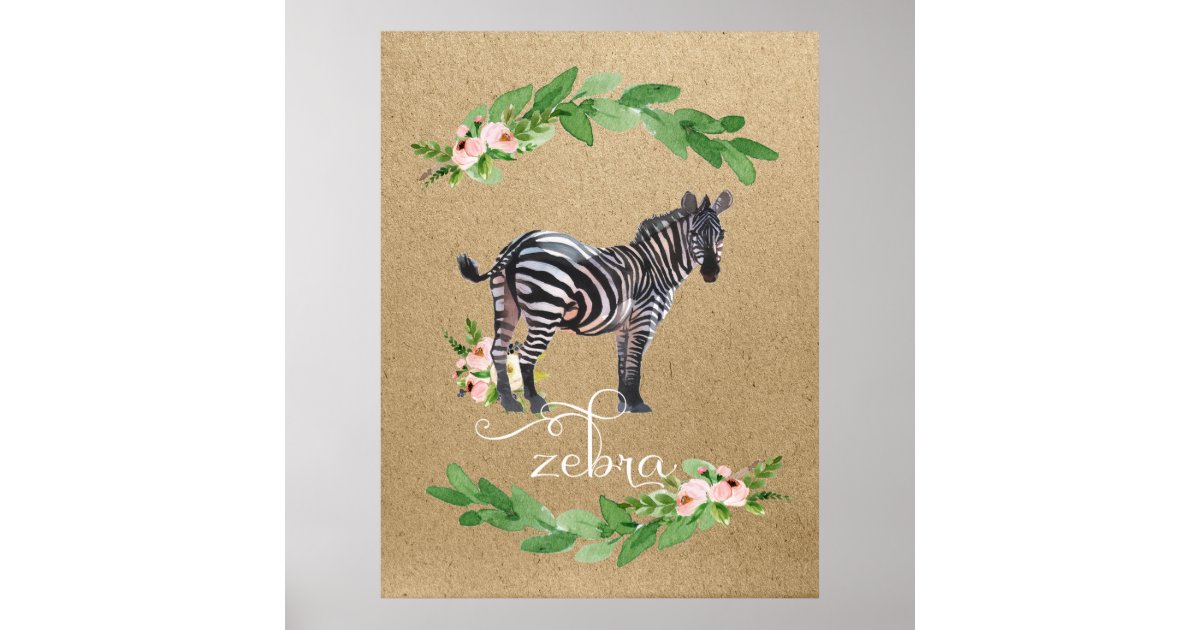 Zebra Safari Jungle Nursery Art Poster | Zazzle