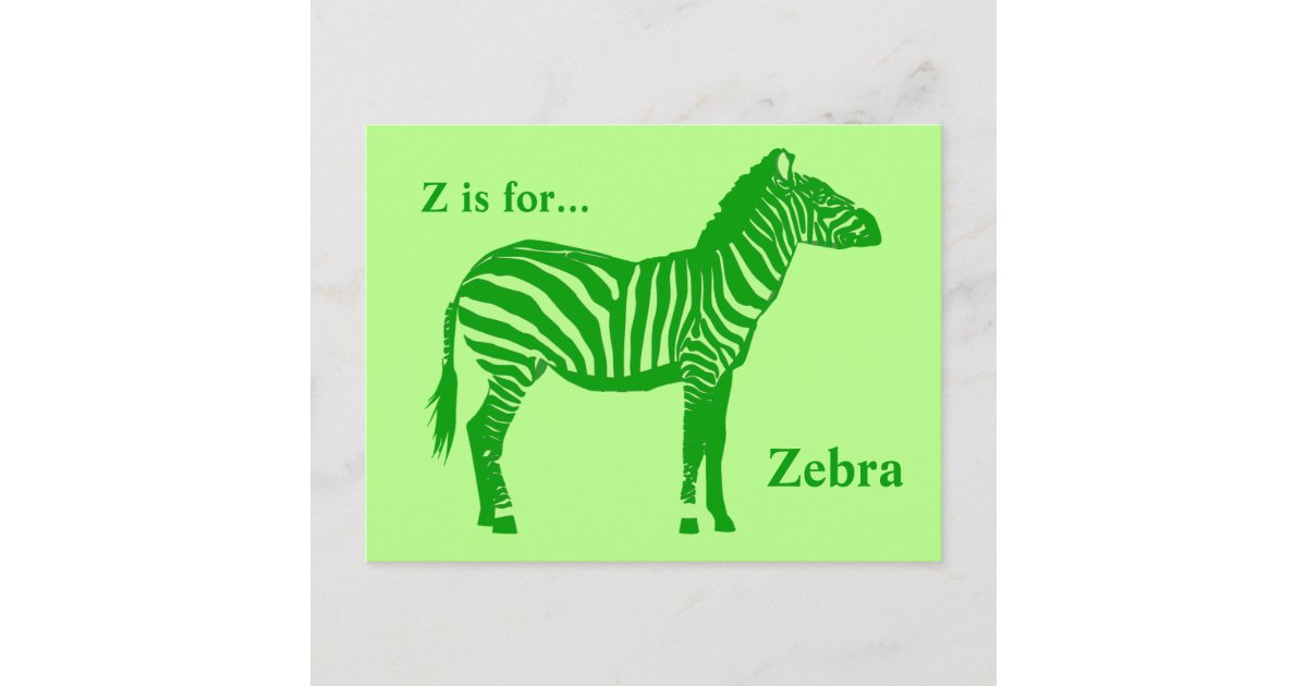 Zebra - Shades of Lime Green Postcard | Zazzle
