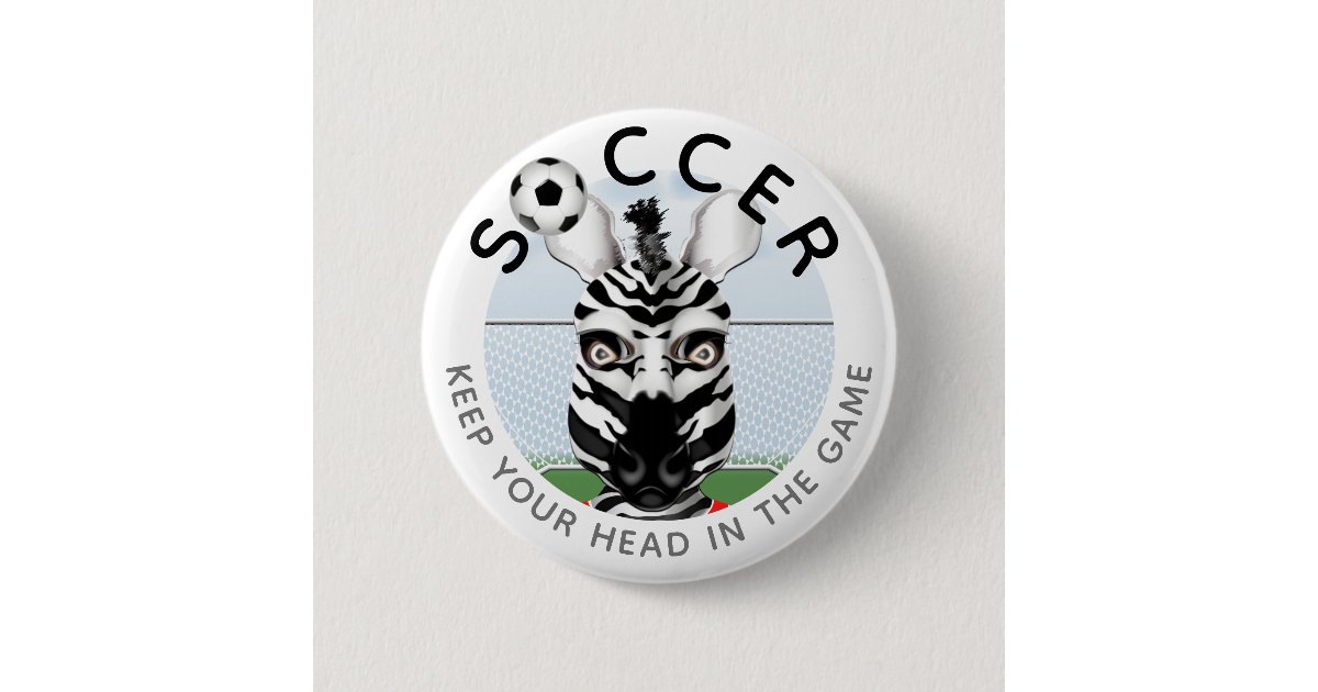 Zebra Soccer Button | Zazzle