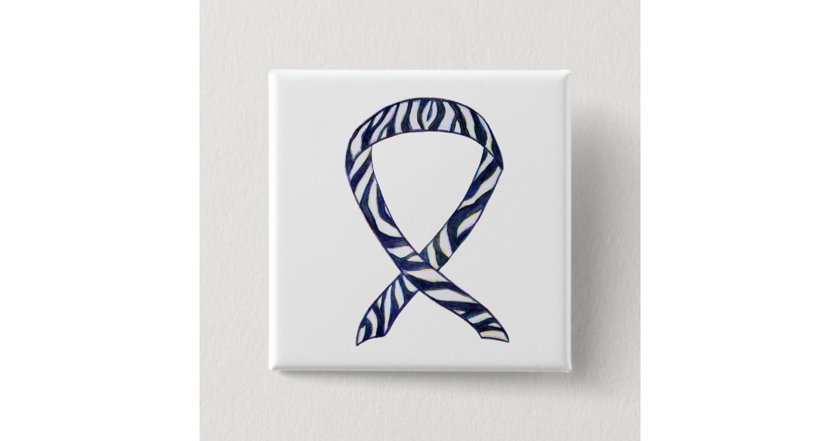 Zebra Stripe Awareness Ribbon Custom Art Button | Zazzle.com