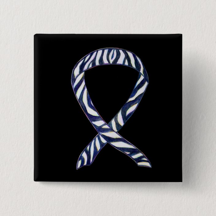 Zebra Stripe Awareness Ribbon Custom Art Button | Zazzle.com