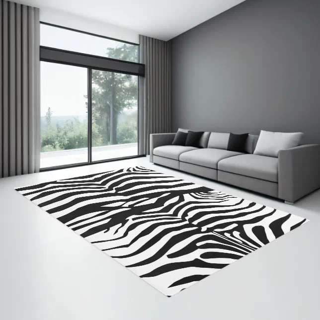 Zebra Stripes Black and White Pattern Rug | Zazzle