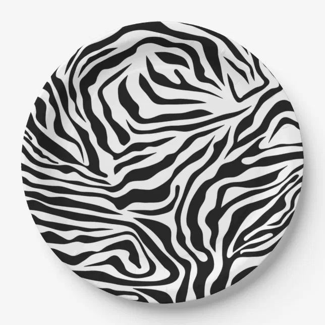 Zebra Stripes Black And White Wild Animal Print Paper Plates | Zazzle