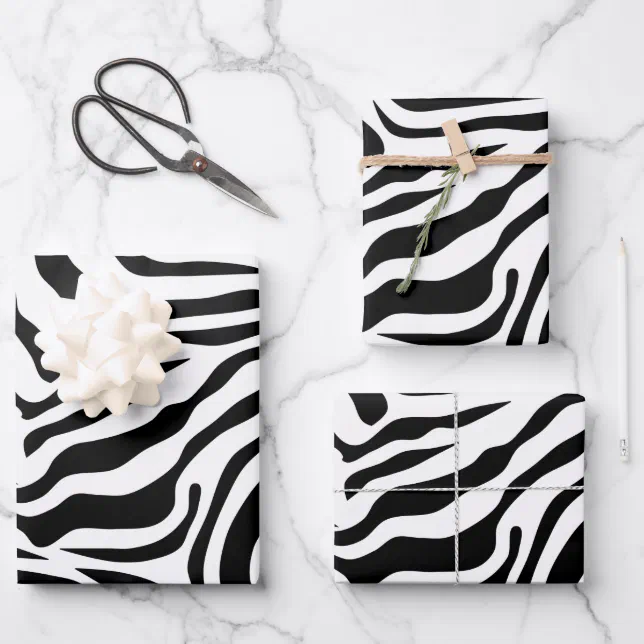 Zebra Stripes Black And White Wild Animal Print Wrapping Paper Sheets ...