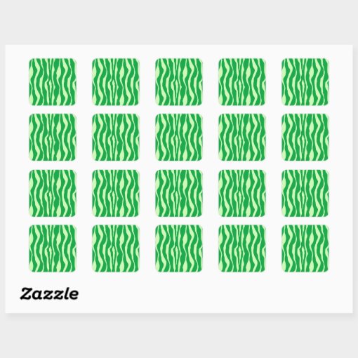 Zebra stripes - Shades of Lime Green Square Sticker | Zazzle