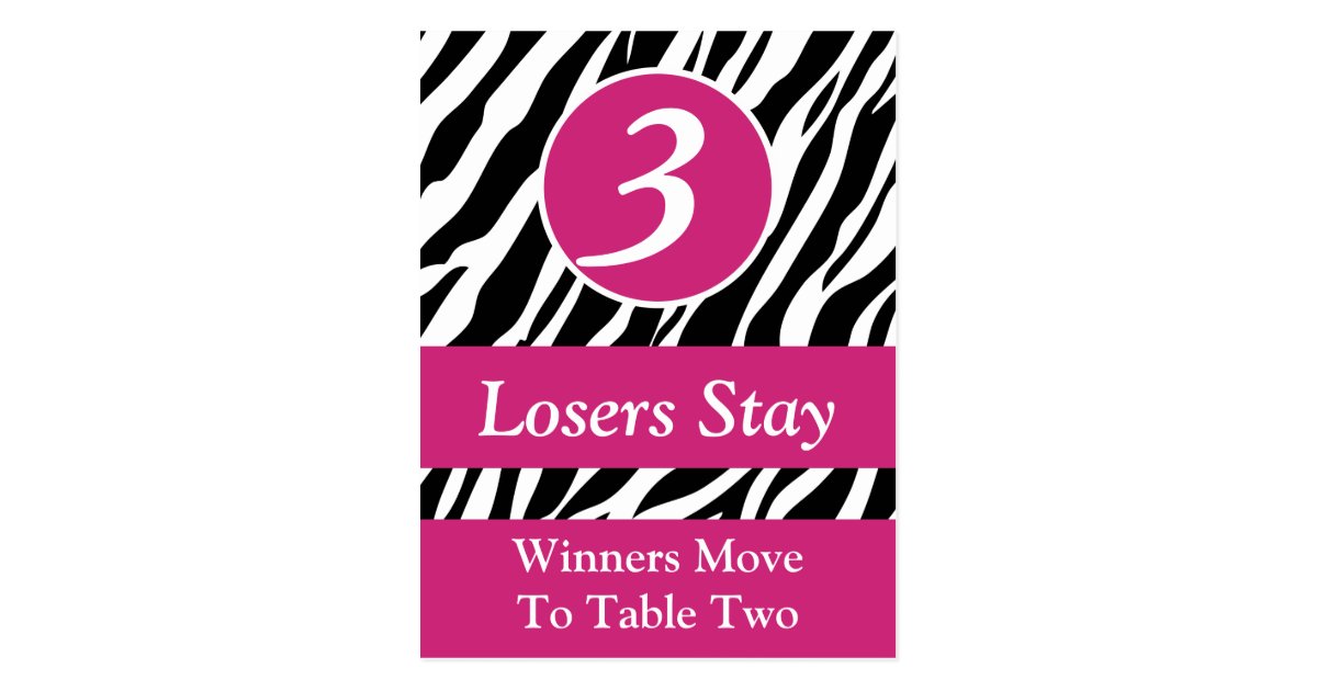 Zebra Wild Animal Print Bunco Table Number Card #3 | Zazzle.com