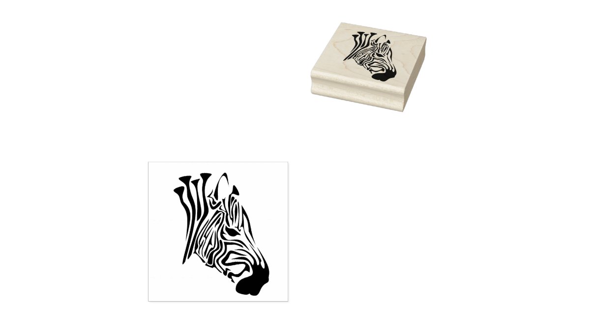 Zebra with Twisted Black Stripes Rubber Stamp | Zazzle