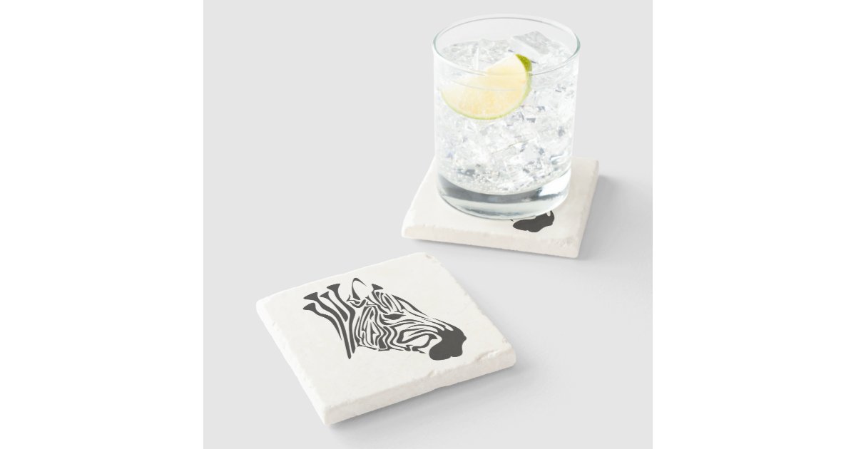 Zebra with Twisted Black Stripes Stone Coaster | Zazzle