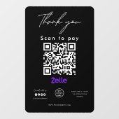 Zelle QR Code Logo Scan to Pay Thank you Black Window Cling | Zazzle