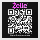 Zelle QR Code Payment Scan to Pay Black Window Cling | Zazzle