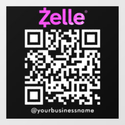 Zelle QR Code Payment Scan to Pay Black Window Cling | Zazzle