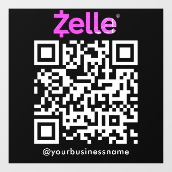Zelle QR Code Payment Scan to Pay Black Window Cling | Zazzle