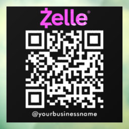Zelle QR Code Payment Scan to Pay Black Window Cling | Zazzle