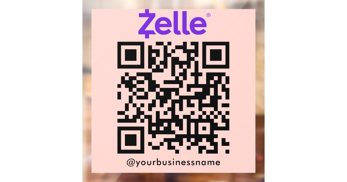 Zelle QR Code Payment Scan to Pay Blush Pink Window Cling | Zazzle