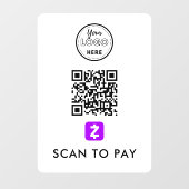 Zelle QR Code Scan to Pay Modern Logo White Window Cling | Zazzle