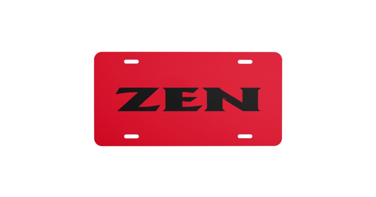 Zen black red aluminum license plate | Zazzle