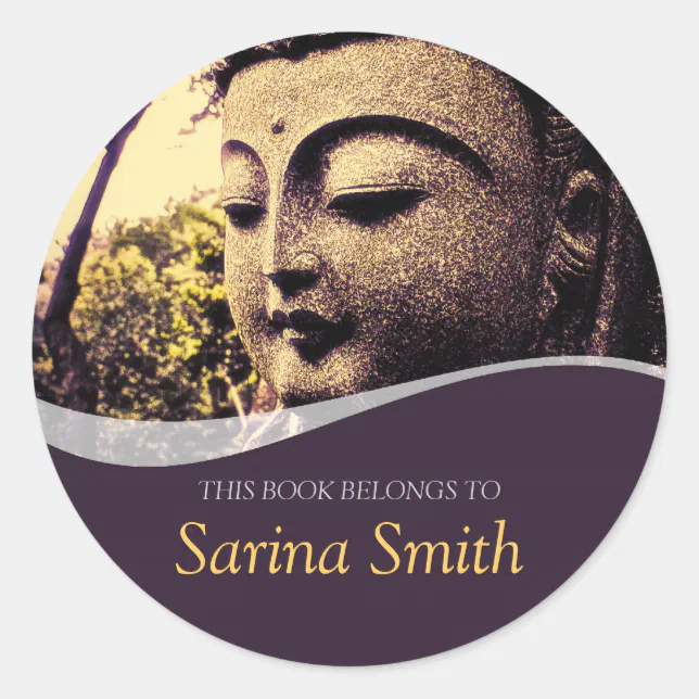 Zen Buddha Face Bookplate Sticker | Zazzle