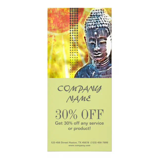 Zen buddha meditation Yoga Massage Therapist Rack Card | Zazzle