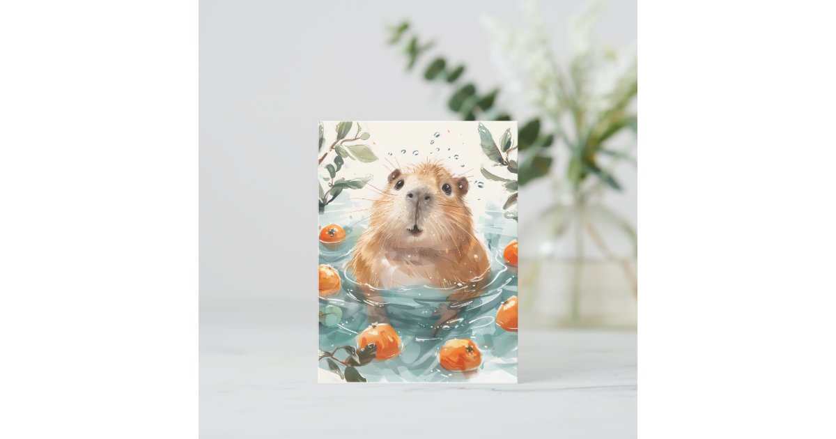 Zen Capybara: Wellness Waters Holiday Postcard | Zazzle