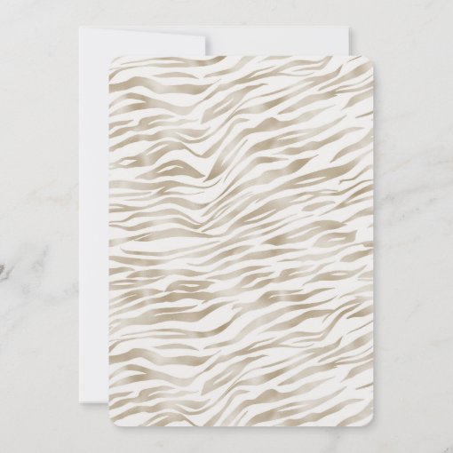 Zen Cream White Cocoa Brown Glitter Zebra Print Invitation | Zazzle