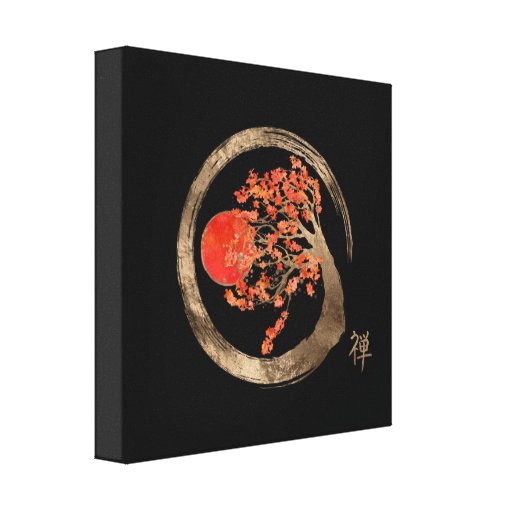 Zen Enso Circle and Golden Sakura Tree Canvas Print | Zazzle