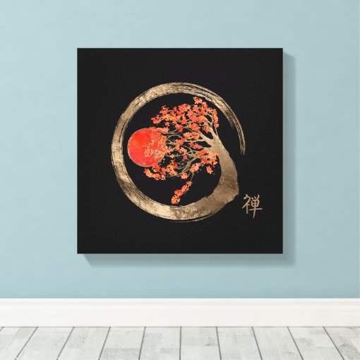 Zen Enso Circle and Golden Sakura Tree Canvas Print | Zazzle