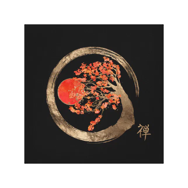 Zen Enso Circle and Golden Sakura Tree Canvas Print | Zazzle
