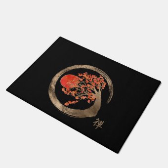 Zen Enso Circle and Golden Sakura Tree Doormat | Zazzle